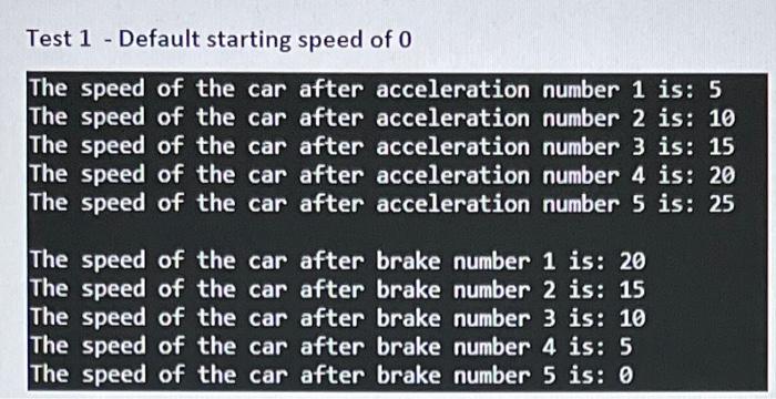 Solved 1. Write a class named Car that has the following | Chegg.com