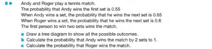 Solved Andy and Roger play a tennis match. The probability | Chegg.com