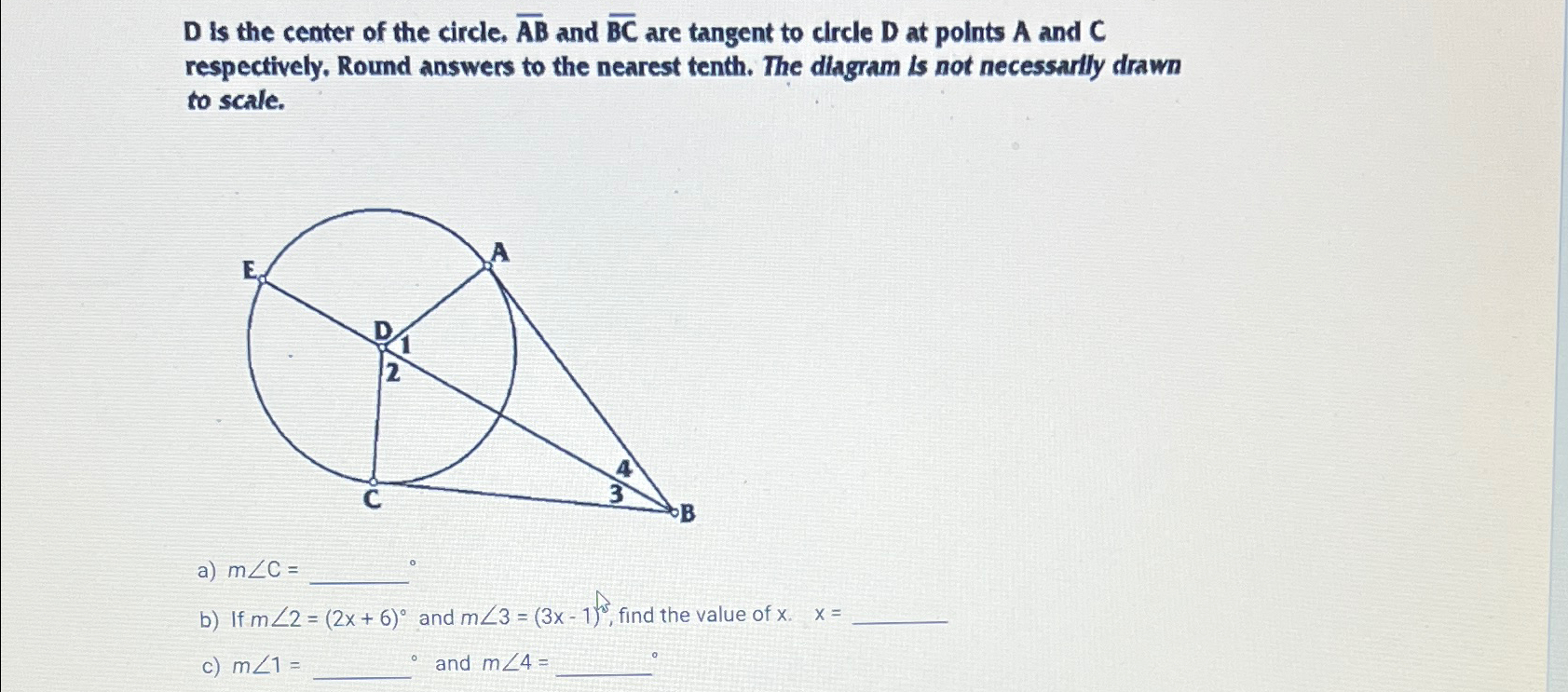 Solved D ﻿is the center of the circle, ?bar (AB) ﻿and | Chegg.com