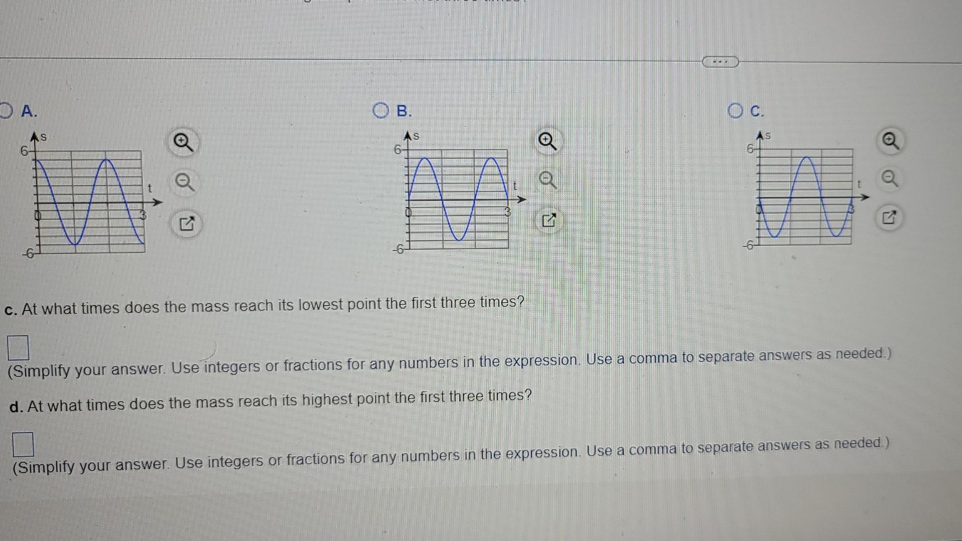 Solved A mass hanging from a spring is set in motion and its | Chegg.com