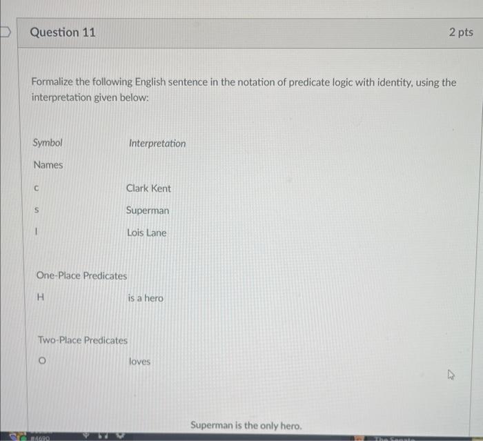 Solved formalize the following English sentence in the | Chegg.com