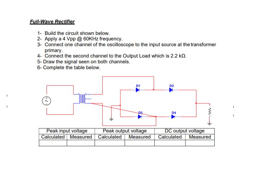 Full-Wave Rectifier1- ﻿Build the circuit shown | Chegg.com