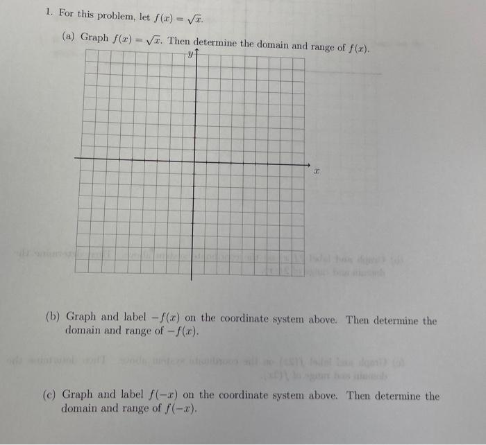 Solved 1. For this problem, let f(x)=x. (a) Graph f(x)=x. | Chegg.com