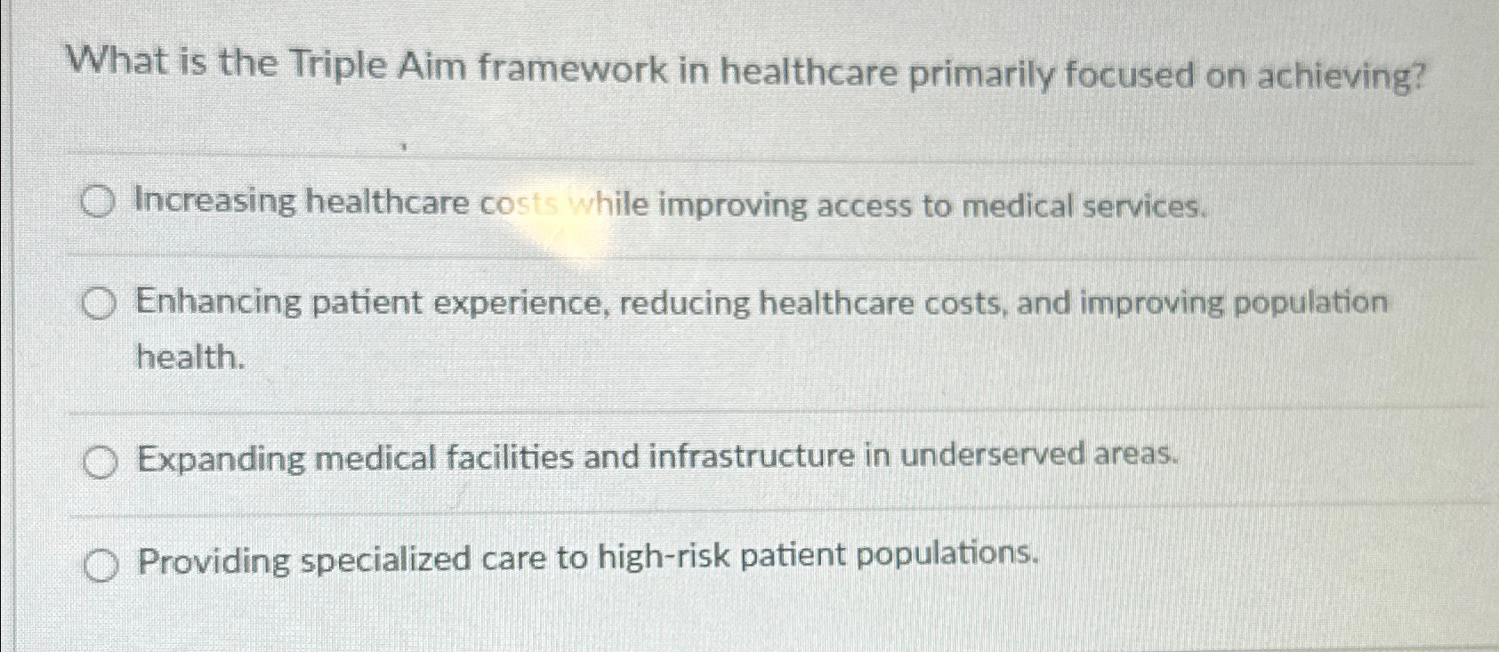 Solved What is the Triple Aim framework in healthcare | Chegg.com
