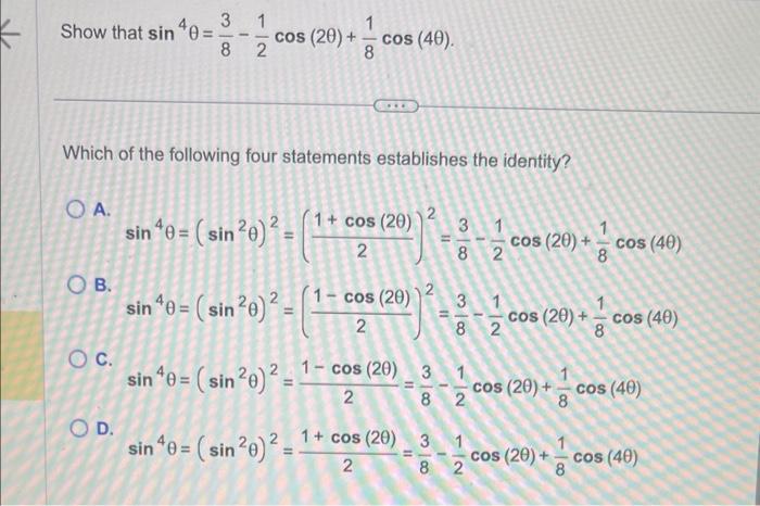 Solved Establish the identity tan(3π+θ)=tanθ. Which of the | Chegg.com