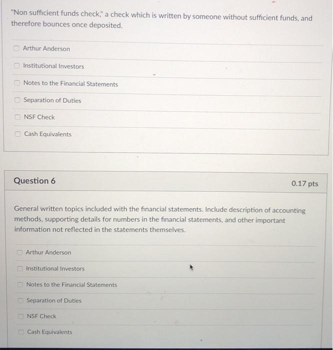 Solved "Non sufficient funds check," a check which is | Chegg.com