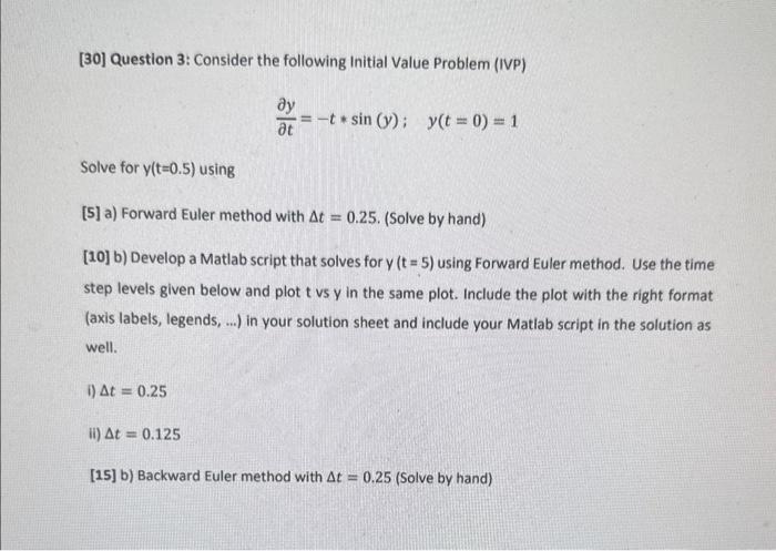 [30] Question 3: Consider the following Initial Value | Chegg.com