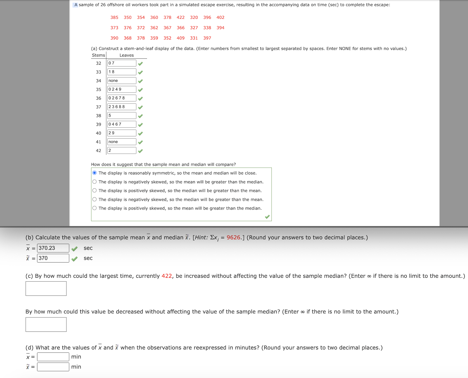 Solved How does it suggest that the sample mean and median | Chegg.com