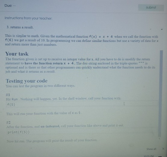 Solved Due: - submit Instructions from your teacher: 3. | Chegg.com