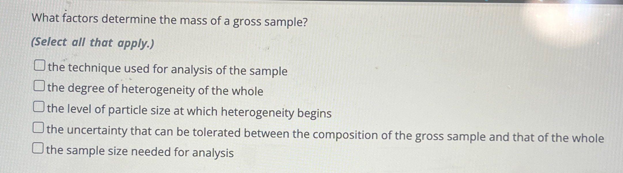 Solved What factors determine the mass of a gross | Chegg.com