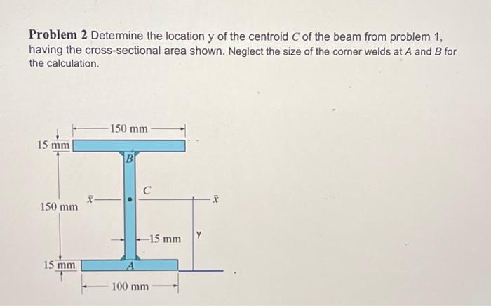 Solved Problem 2 Determine the location y of the centroid C | Chegg.com