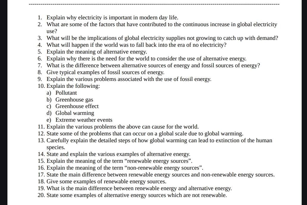 Explain why electricity is important in modern day | Chegg.com