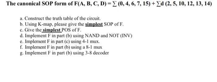Solved The canonical SOP form of | Chegg.com