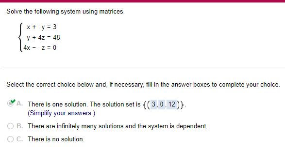 Solved Solve the following system using | Chegg.com