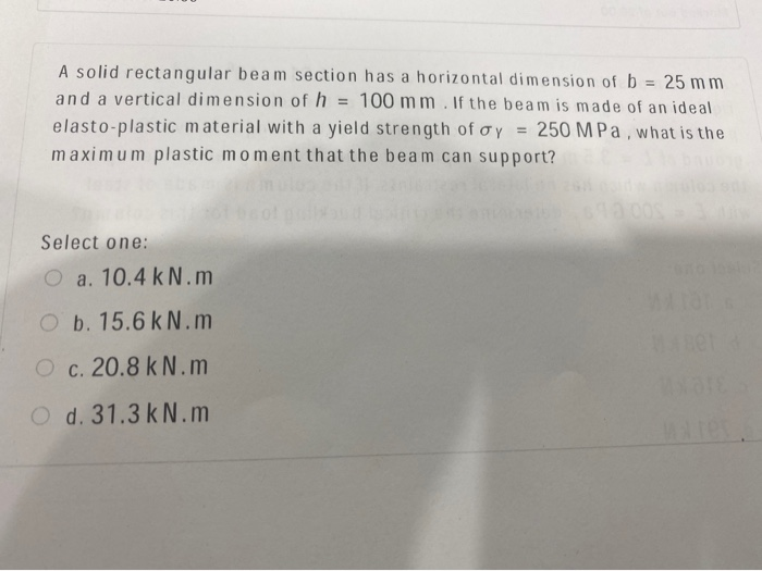 Solved A solid rectangular beam section has a horizontal | Chegg.com