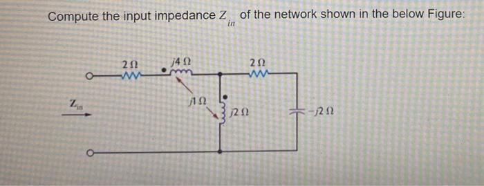 Solved Compute the input impedance Zin of the network shown | Chegg.com