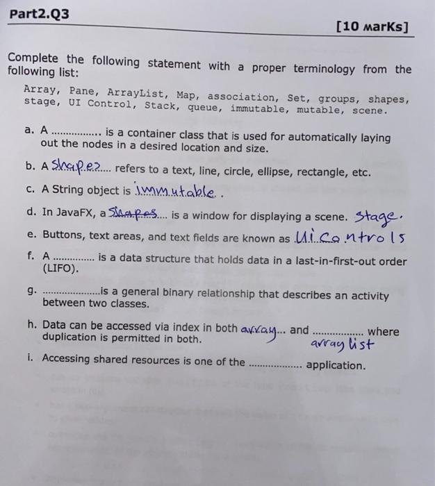 Solved Part 1 [20 marks] Multiple Choice Questions [20 | Chegg.com