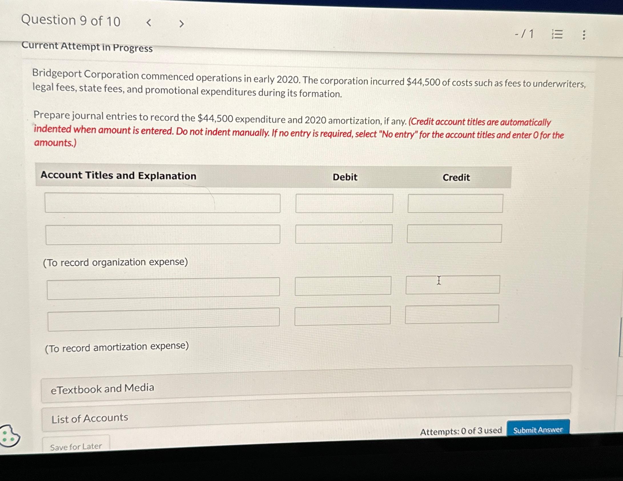 Solved Question 9 ﻿of 10Current Attempt in | Chegg.com