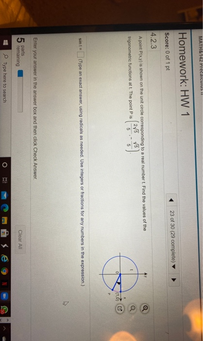 Solved MATH&142 Precalculus Homework: HW 1 23 of 30 (29 | Chegg.com