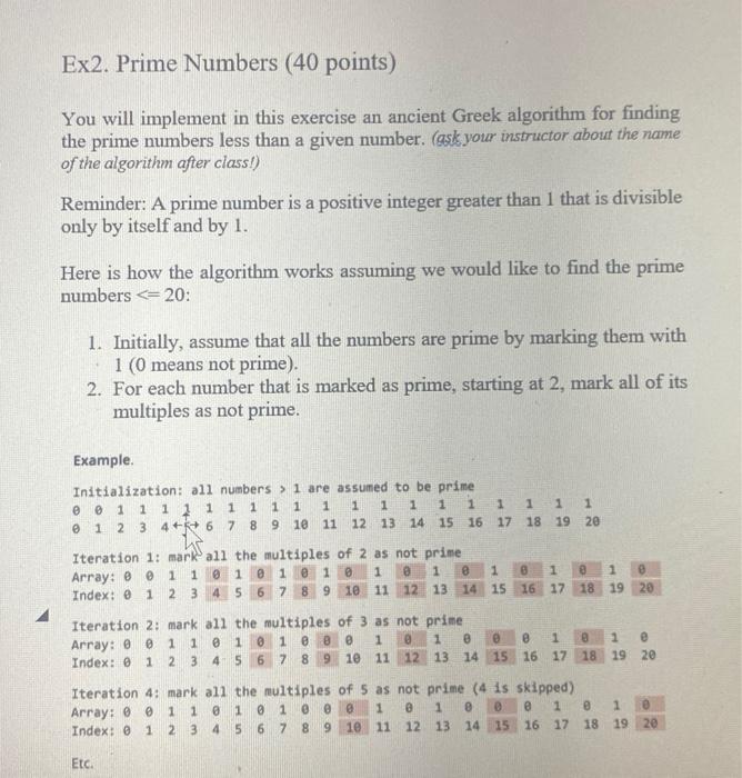 Solved Ex2. Prime Numbers ( 40 points) You will implement in | Chegg.com