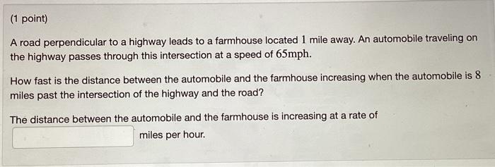 Solved A road perpendicular to a highway leads to a | Chegg.com