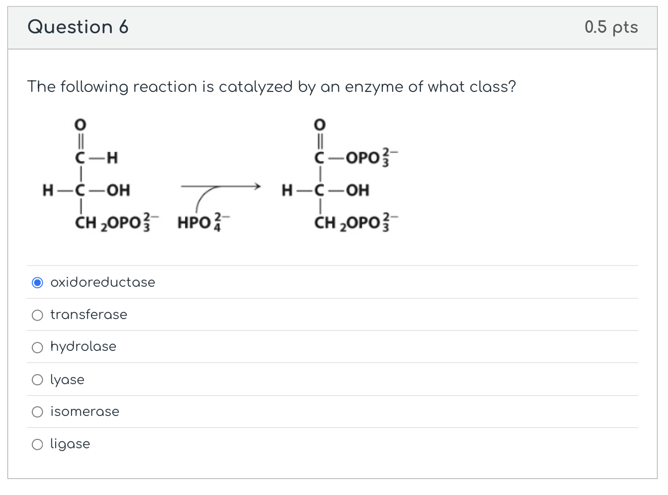 Solved Question 6The following reaction is catalyzed by an | Chegg.com