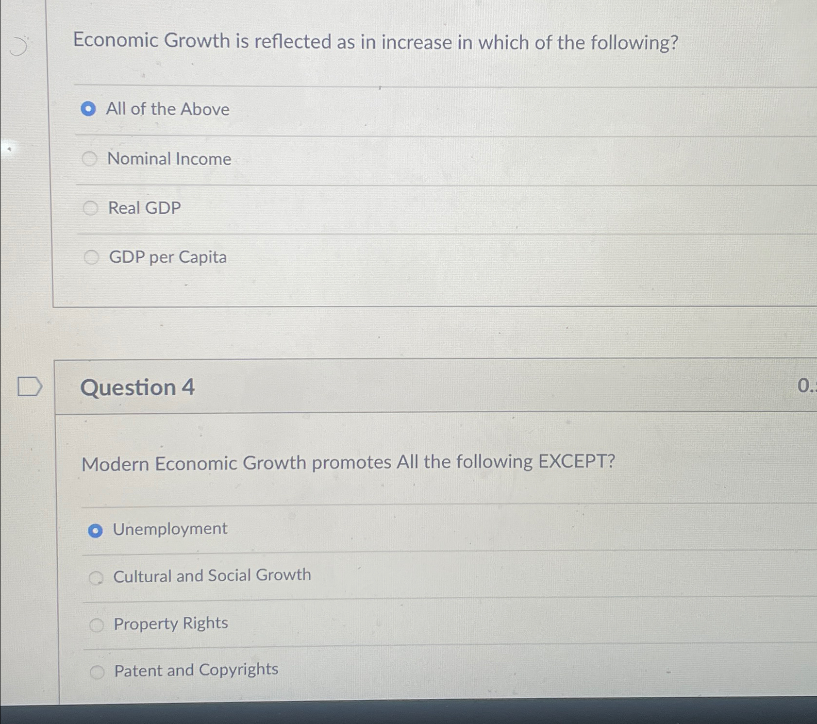 Solved Economic Growth is reflected as in increase in which | Chegg.com