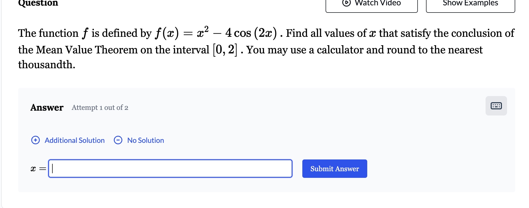 Solved QuestionShow ExamplesThe function f ﻿is defined by | Chegg.com