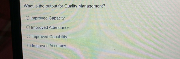 Solved What is the output for Quality Management?Improved | Chegg.com