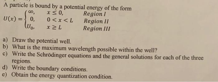 Solved A particle is bound by a potential energy of the form | Chegg.com