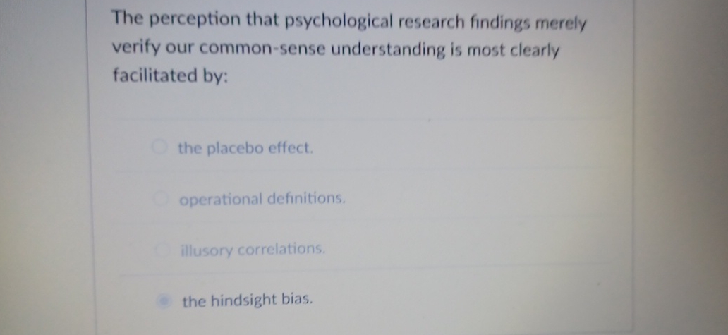 Solved The perception that psychological research findings | Chegg.com
