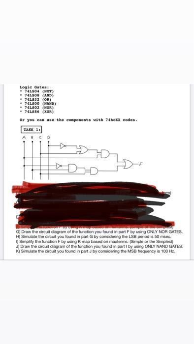Solved Logic Gates: +74LS04 (NOT) +74LSOS (AND) • 74LS32 | Chegg.com