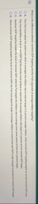 Solved What is the difference between nominal GDP targeting | Chegg.com