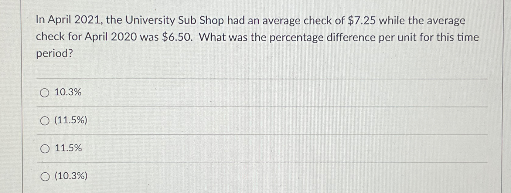 Solved In April 2021, ﻿the University Sub Shop had an | Chegg.com