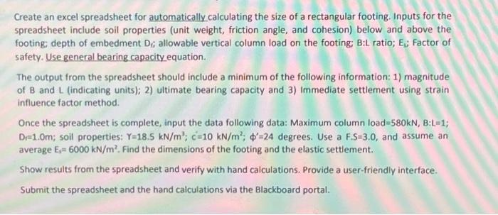 Solved Create an excel spreadsheet for automatically | Chegg.com