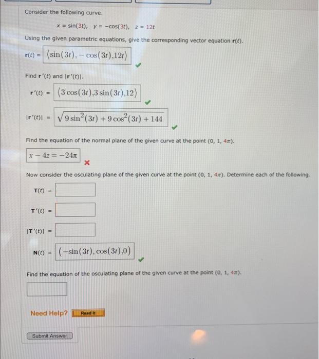 Solved Consider the following curve. | Chegg.com