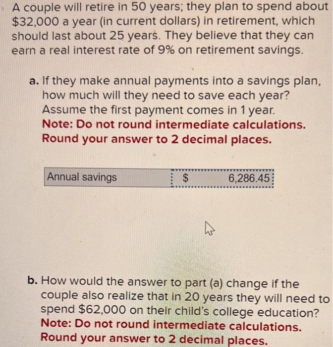 Solved A couple will retire in 50 years; they plan to spend | Chegg.com