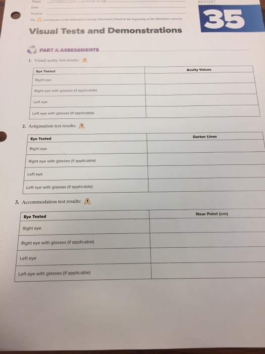 35 Visual Tests and Demonstrations PART A ASSESSMENTS | Chegg.com