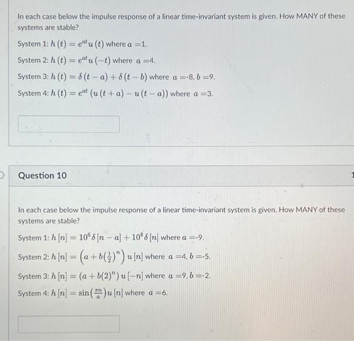 Solved In each case below the impulse response of a linear | Chegg.com
