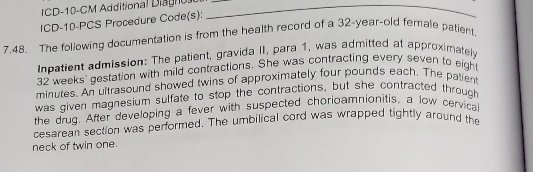 Solved ICD-10-PCS Procedure Code(s): 48. The following | Chegg.com