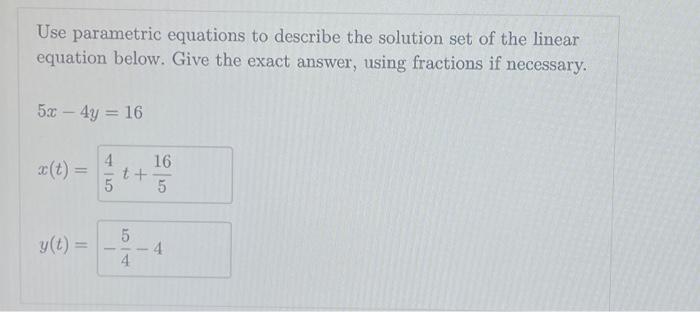Solved Use parametric equations to describe the solution set | Chegg.com