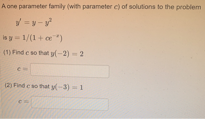 Solved A one parameter family (with parameter c) of | Chegg.com