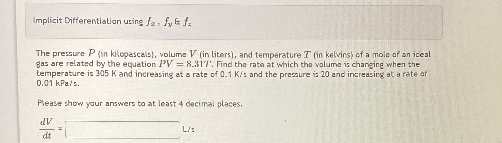 Solved Implicit Differentiation using fx,fy ﻿& fzThe | Chegg.com
