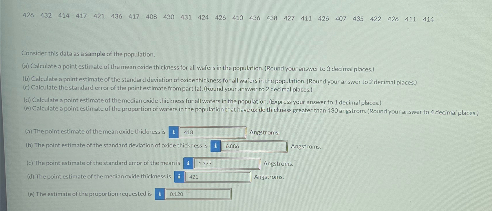 Solved Consider this data as a sample of the population.(a) | Chegg.com