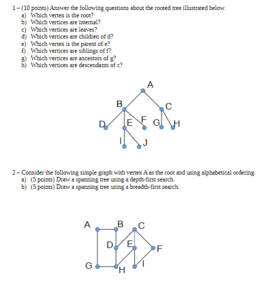 Solved 1. ﻿Answer the following questions about the rooted | Chegg.com