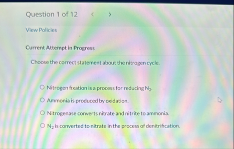 Solved Question 1 ﻿of 12View PoliciesCurrent Attempt in | Chegg.com