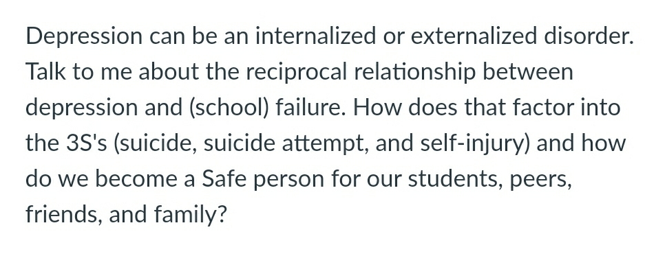 Solved Depression can be an internalized or externalized | Chegg.com
