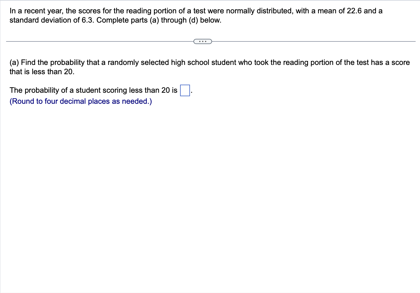 Solved In a recent ﻿year, the scores for the reading | Chegg.com
