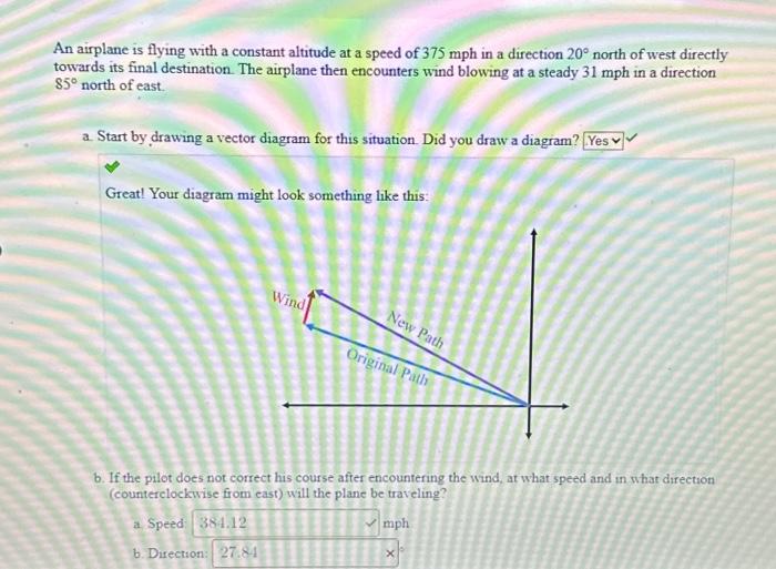 Solved An airplane is flying with a constant altitude at a | Chegg.com