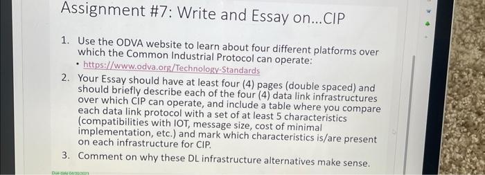 Assignment \#7: Write and Essay on...CIP 1. Use the | Chegg.com